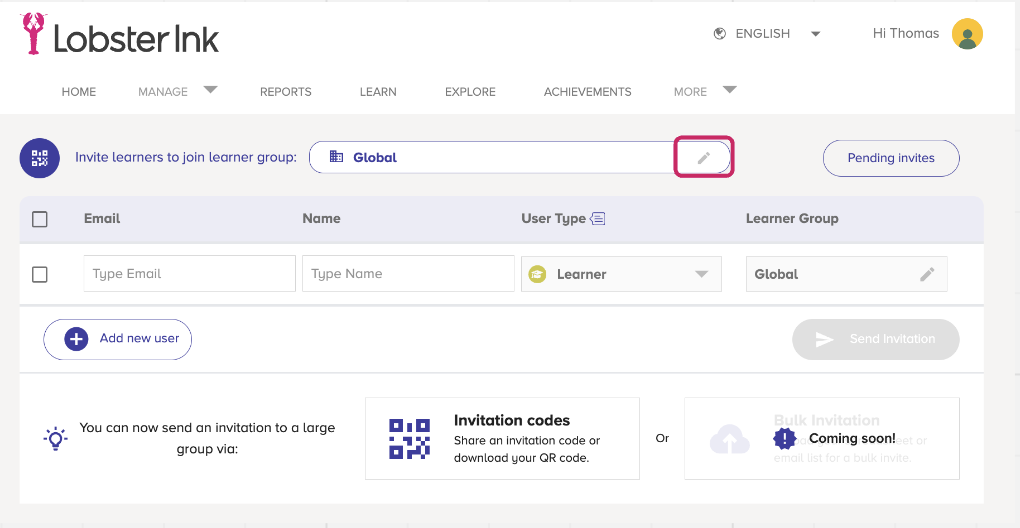 How to Invite Learners by email – Lobster Ink | Workspaces
