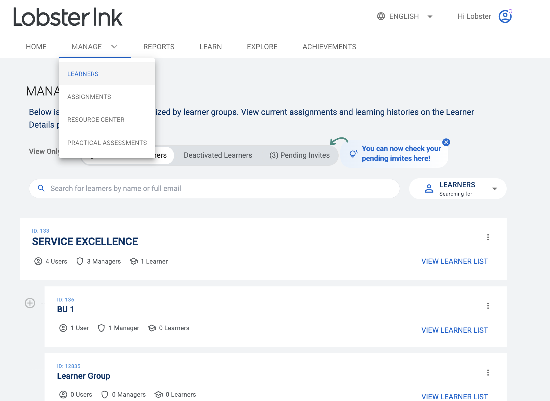 How To Edit A Learner Group – Lobster Ink | Workspaces